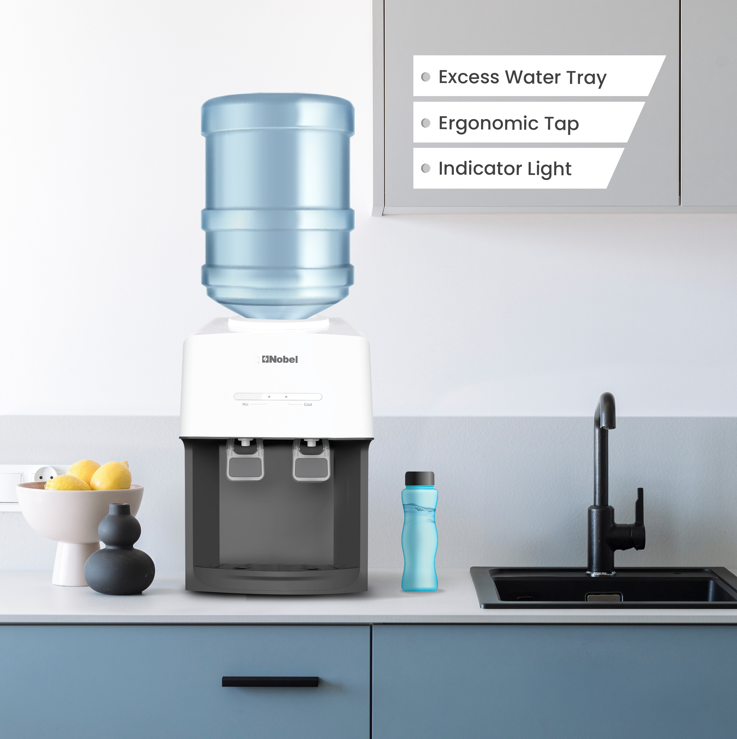 Nobel Tabletop Water Dispenser: Elegant 2-Tap Design With 0.6L Hot Tank ...