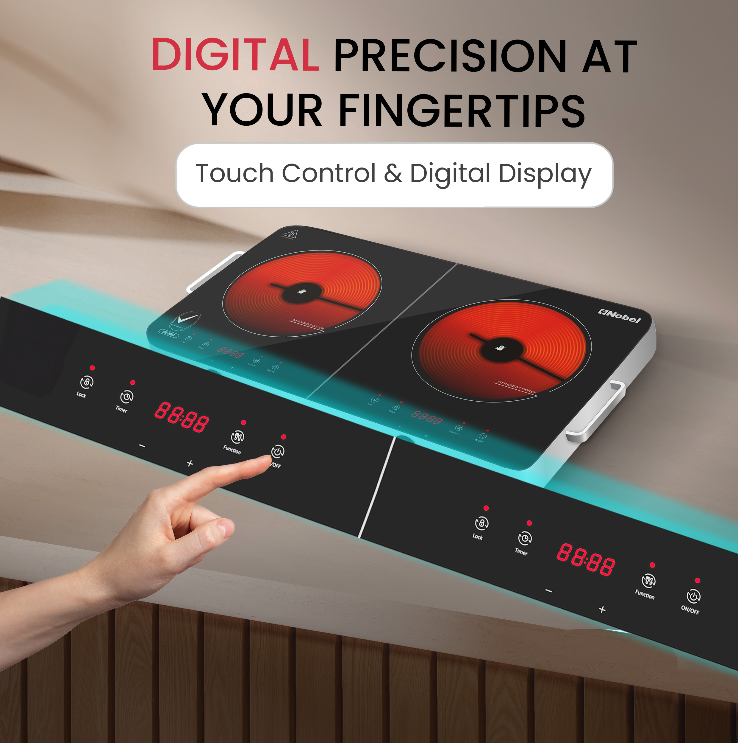 Nobel Infrared Cooker: LED Digital Display Crystal Glass Surface with ...