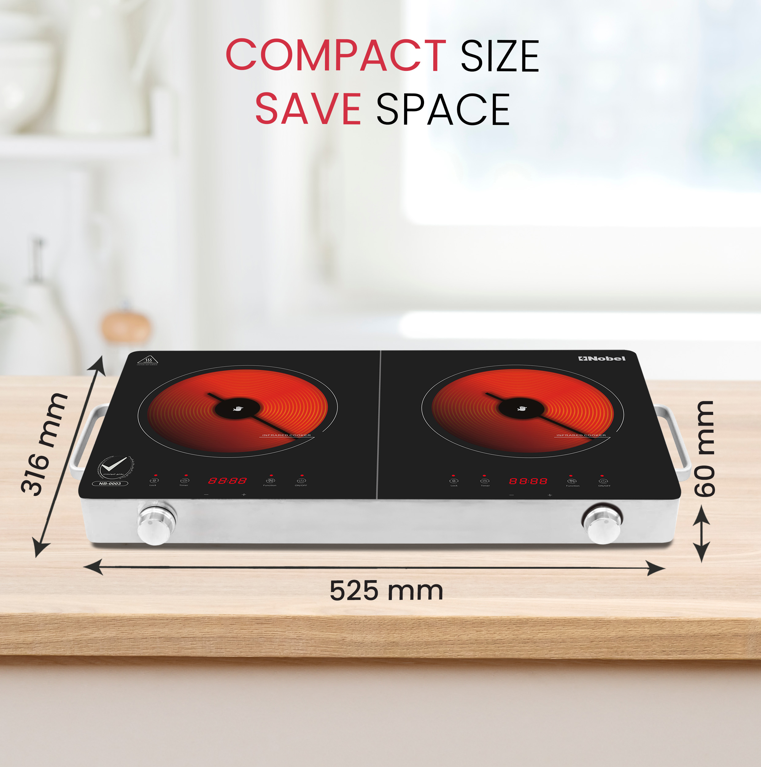 Nobel Infrared Cooker: LED Digital Display Crystal Glass Surface with ...
