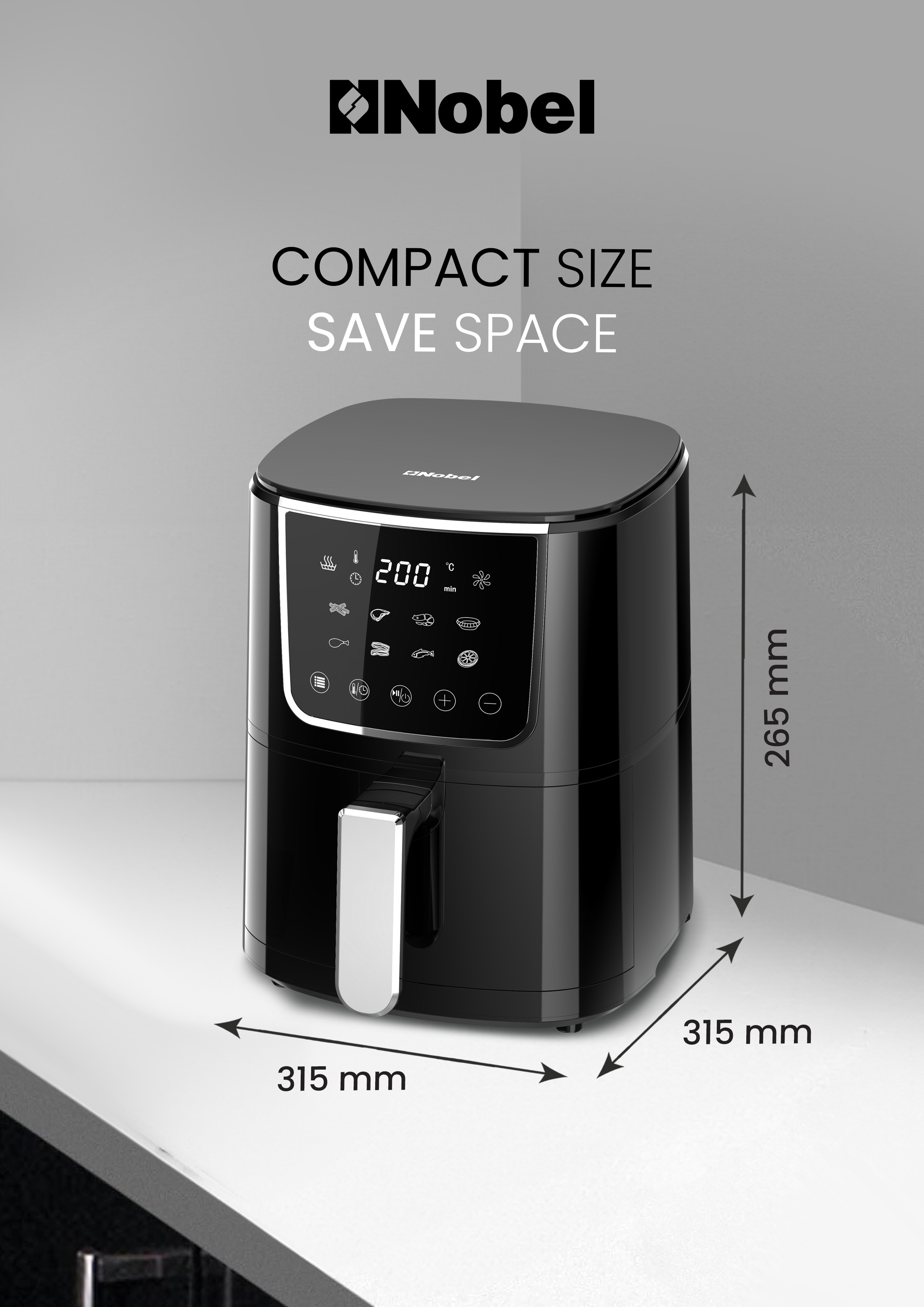 Nobel 4.5 Ltrs Multifunctional Air fryer with 8 Preset Programs ...