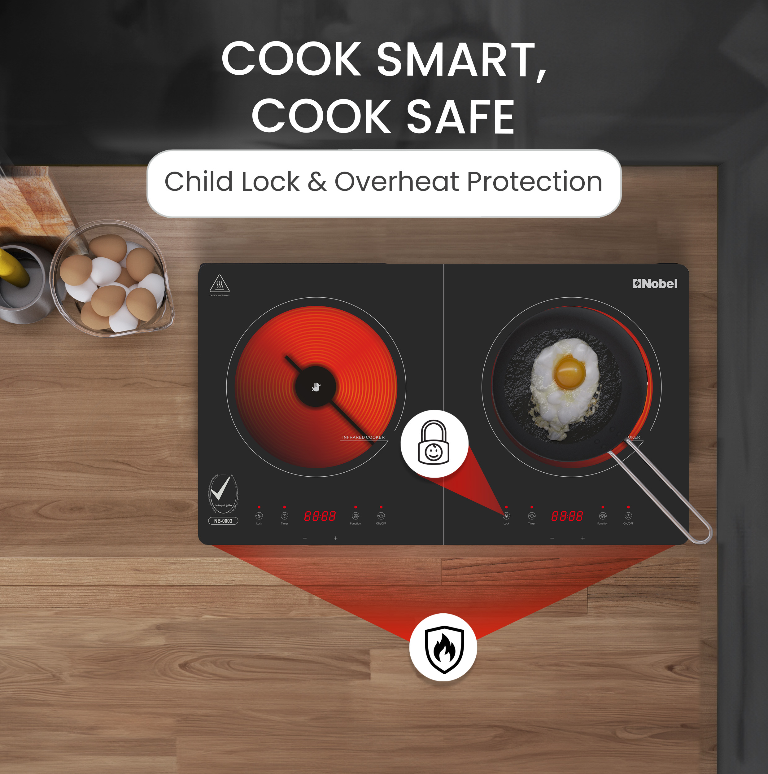 Nobel Infrared Cooker: LED Digital Display Crystal Glass Surface with ...