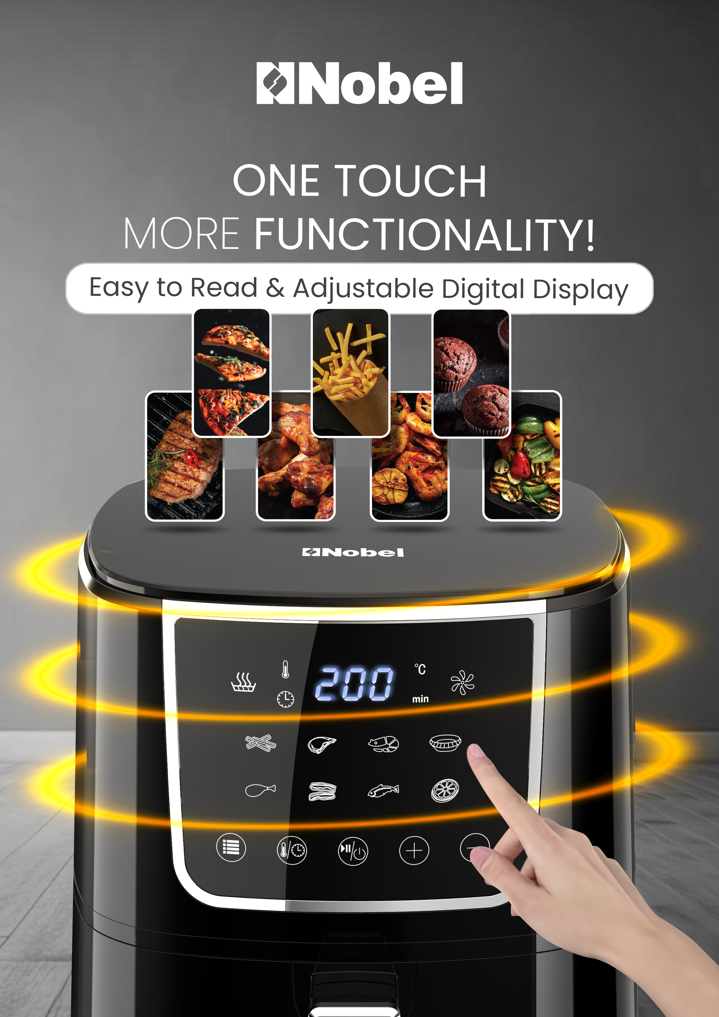 Nobel 4.5 Ltrs Multifunctional Air fryer with 8 Preset Programs ...